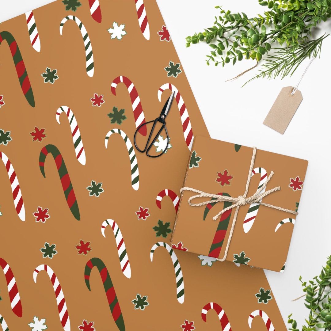 Christmas Candy Canes Wrapping Paper, Holiday Paper, Gift Wrapping ...
