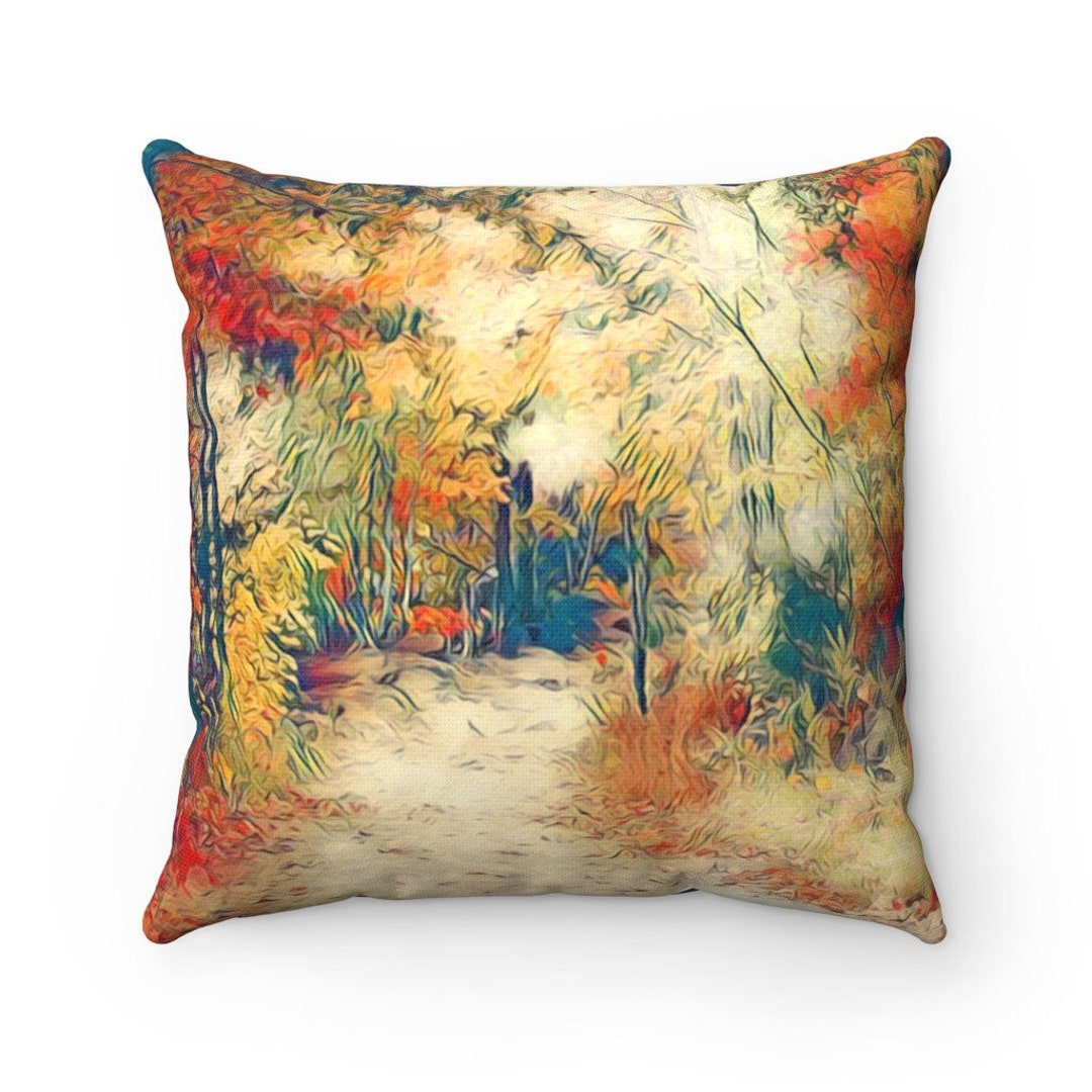 Fall Path Red Throw Pillow, Autumn Decorations, Autumn Pillow, Fall ...