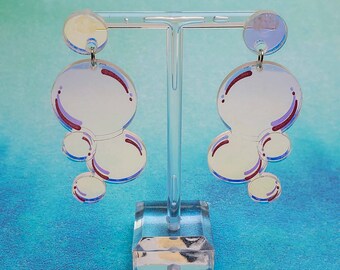 Rose Gold Earrings, Bubble Earrings, Floating Bubbles, Rose Gold Dangle Earrings, Self Locking ...