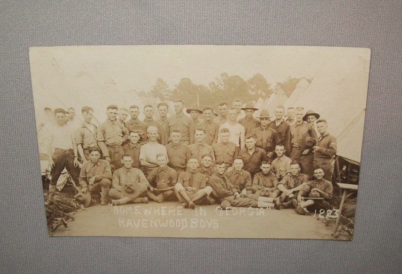 Antique Vtg WWI 1910s US Army Ravenwood Boys Georgia Real Photo Post ...