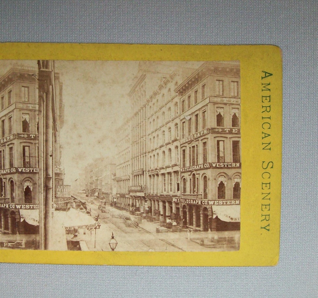 Old Antique Vtg Ca 1870s Western Union Telegraph Building Stereoview ...