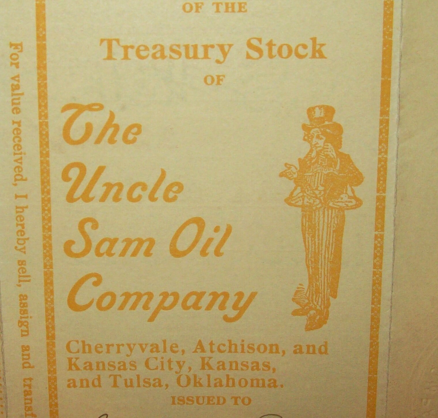 Old Antique Vtg Ca 1920s Uncle Sam Oil Co Stock Certificate 600 Shares ...