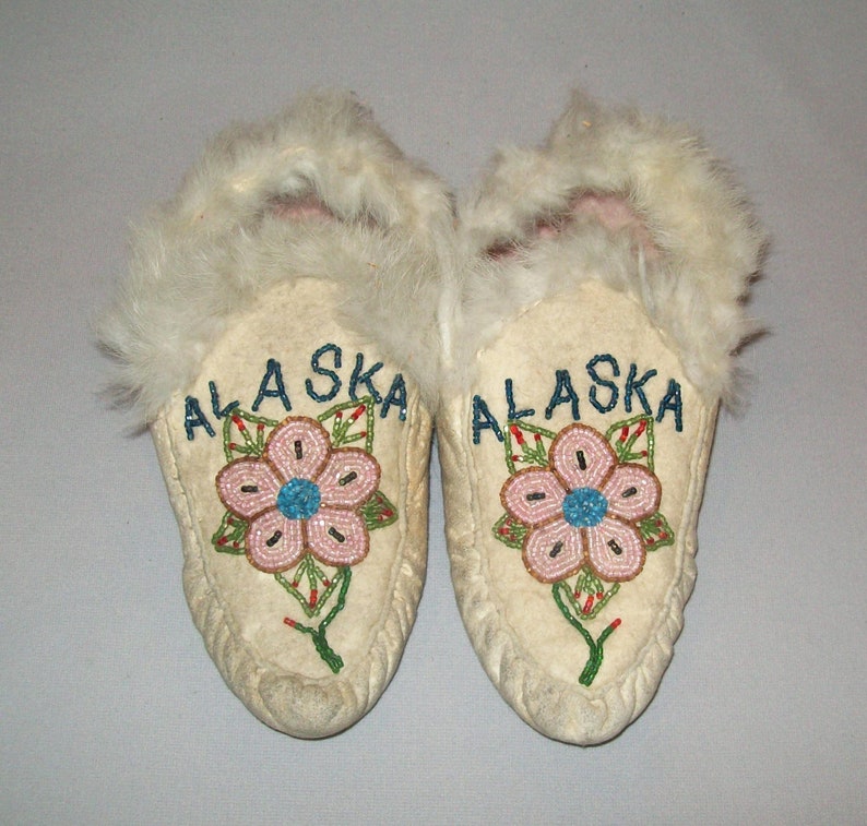 Antique Early 1900's Native American Alaska Beaded Moccasins Eskimo ...