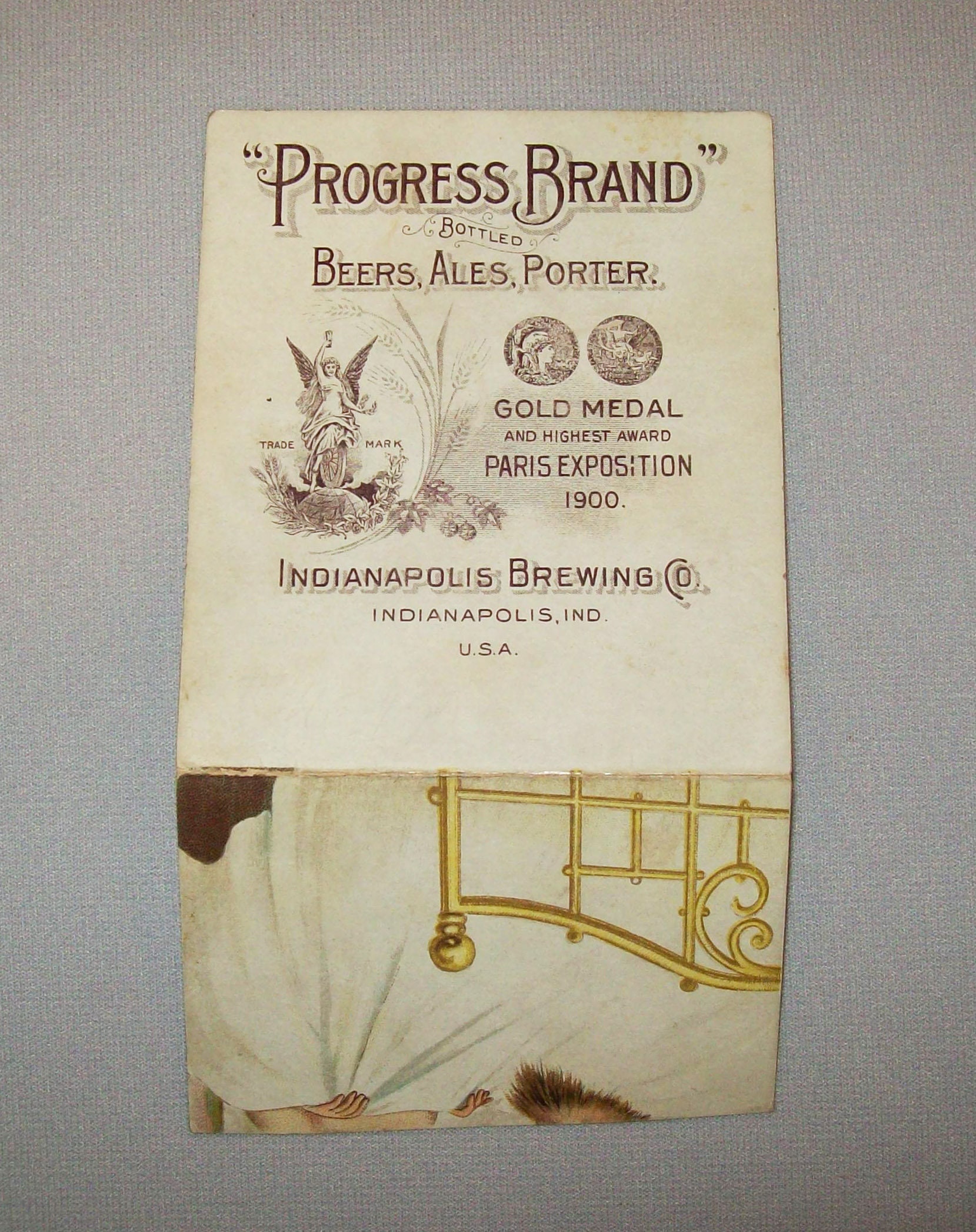 Antique Vtg Ca 1900 Hoosier Beer Risque Folding Trade Card Indianapolis ...