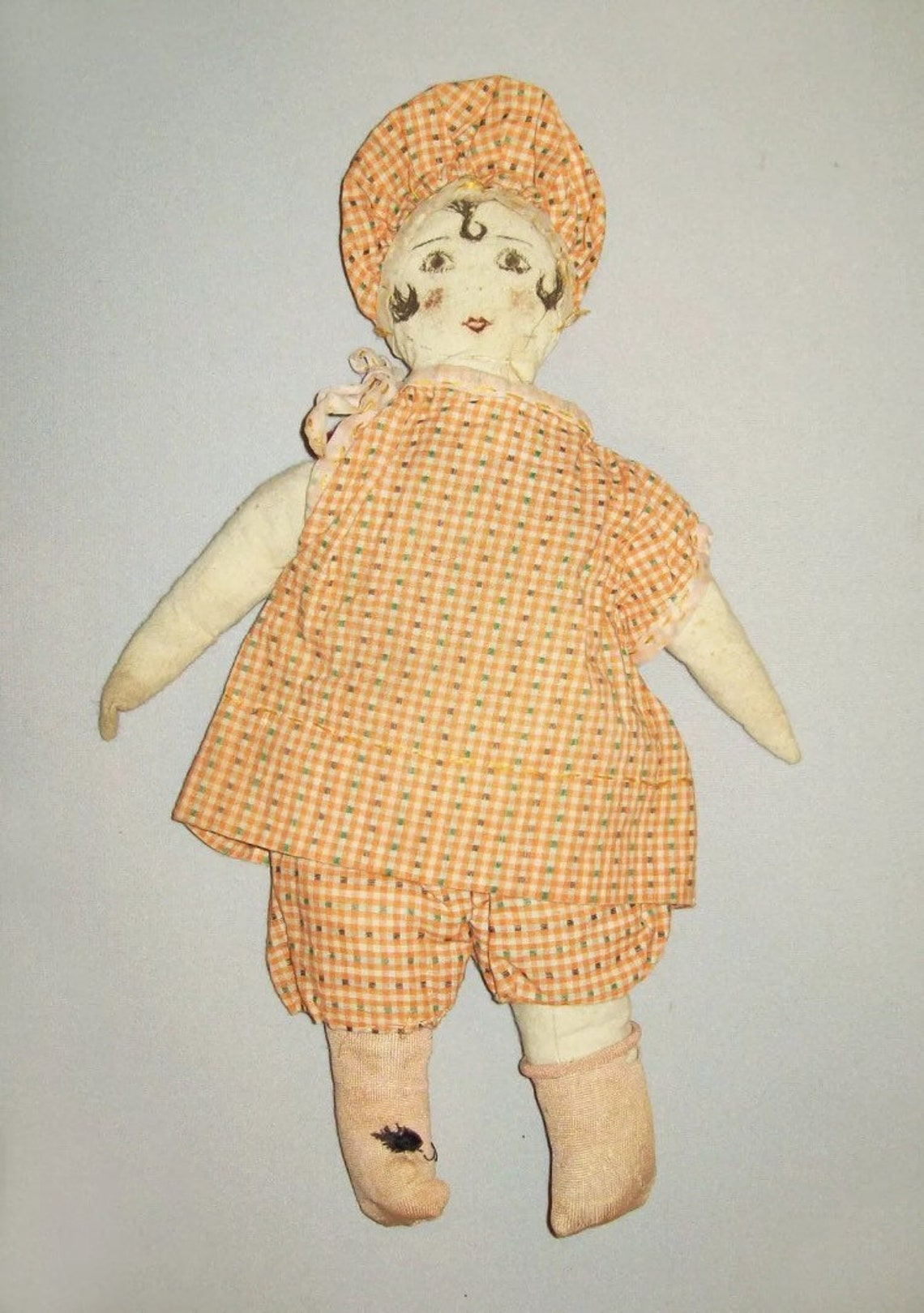 Great Vtg 1930s Pair of Folk Art Cloth Rag Dolls Hand Drawn - Etsy