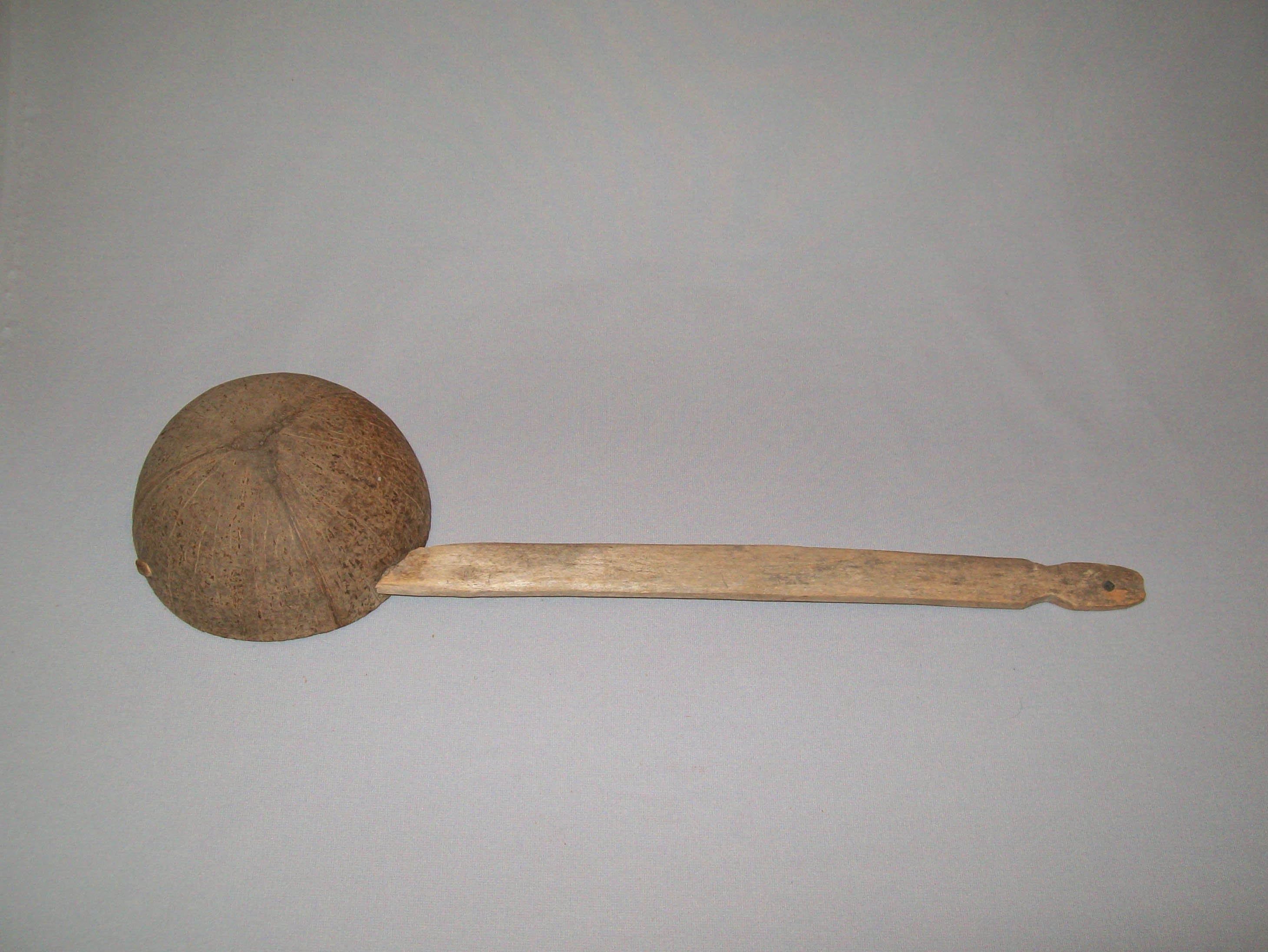 Old Antique Vtg C 1800s Primitive Coconut Shell Dipper With Carved ...