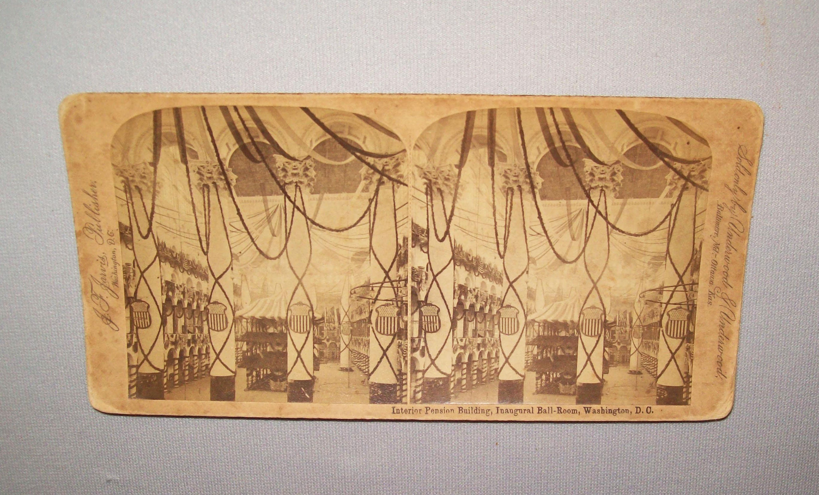 Antique Vtg 1890s Flags Shields Interior Pension Bldg Stereoview Photo ...
