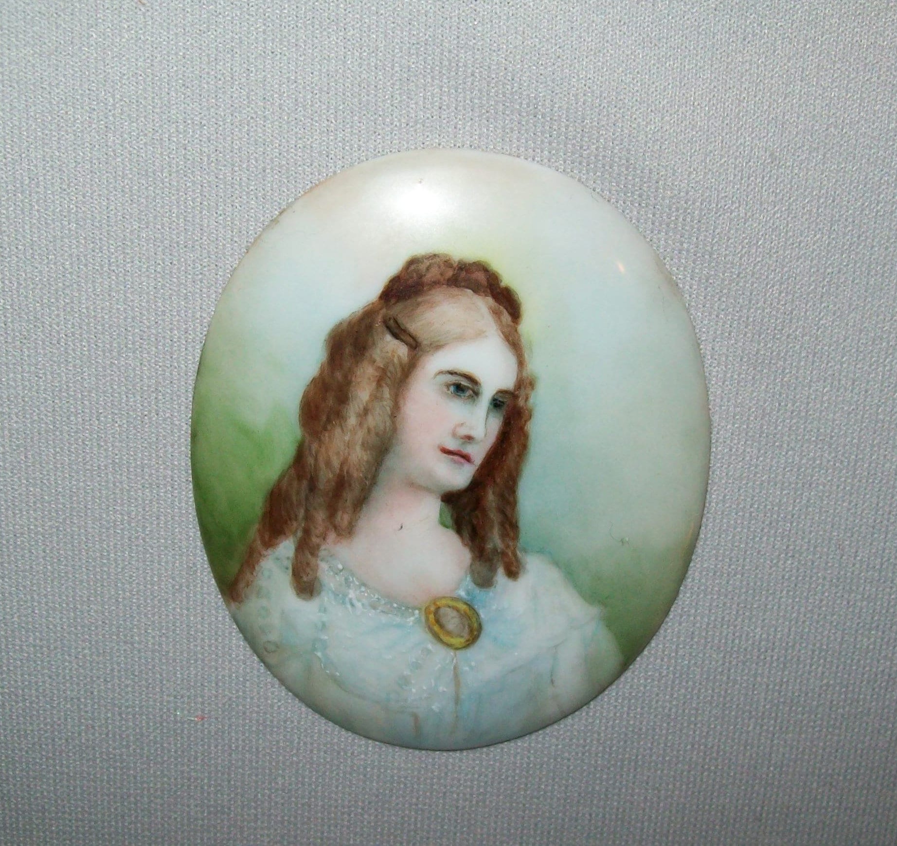 Old Antique Vtg 19th C 1800s Miniature Portrait Painting Young Woman ...