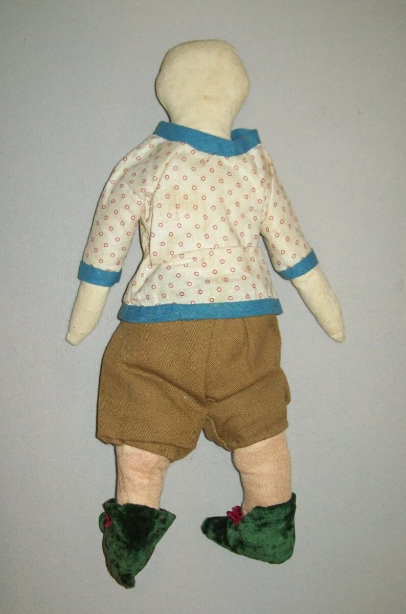 Great Vtg 1930s Pair of Folk Art Cloth Rag Dolls Hand Drawn | Etsy