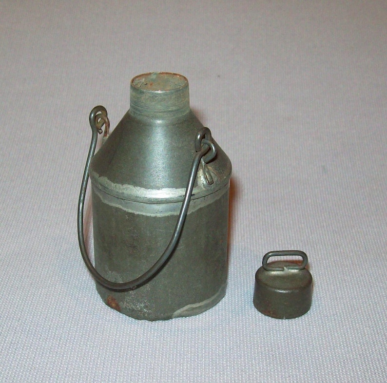 Old Antique Vtg 19th C 1800s Miniature Folk Art Tin Milk Can With Lid ...