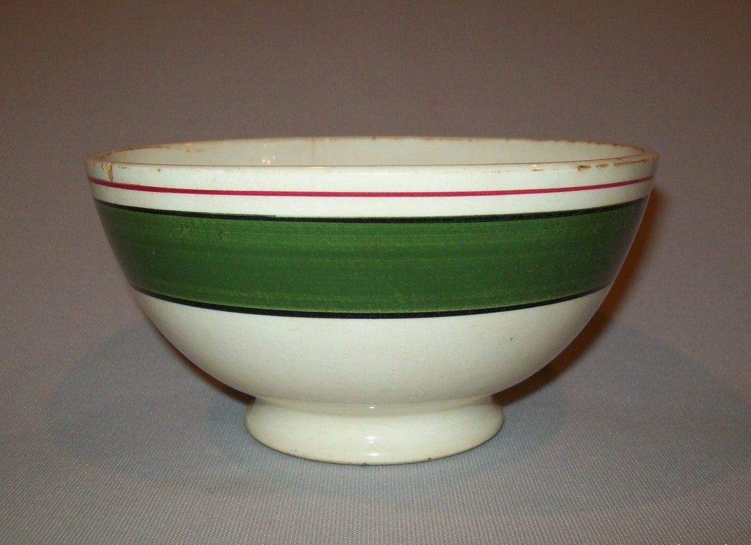 Old Antique Vtg Early 19th C 1800s Pearlware Mocha Style Stripped ...
