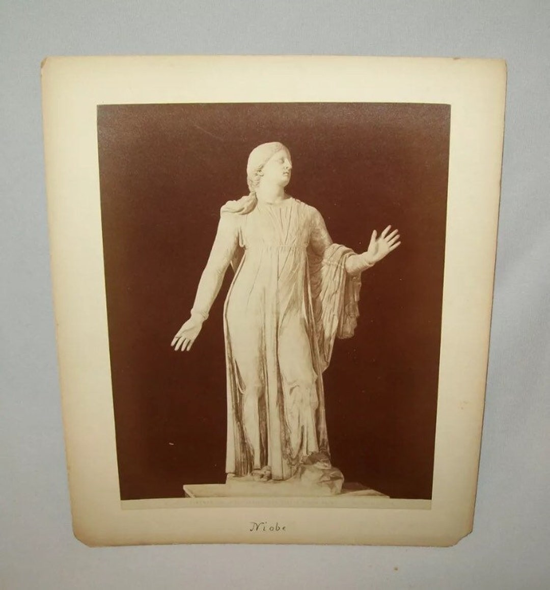 Antique 19th C 1860s Niobe Sculpture Large Mounted Albumen Photo ...