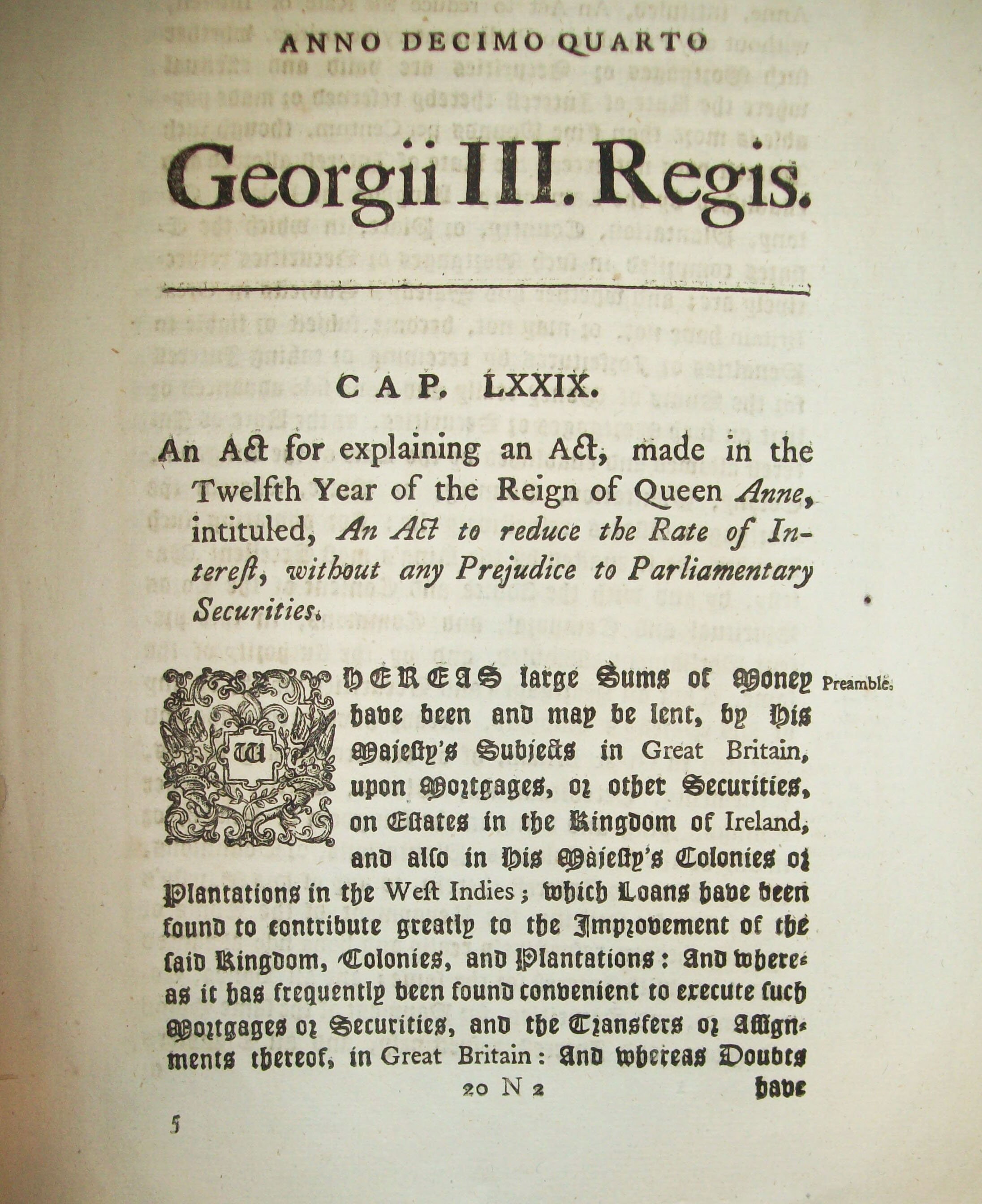 Antike Vtg 1799 Anno Decimo Quatro Georgii III Regis Act for Explaining ...