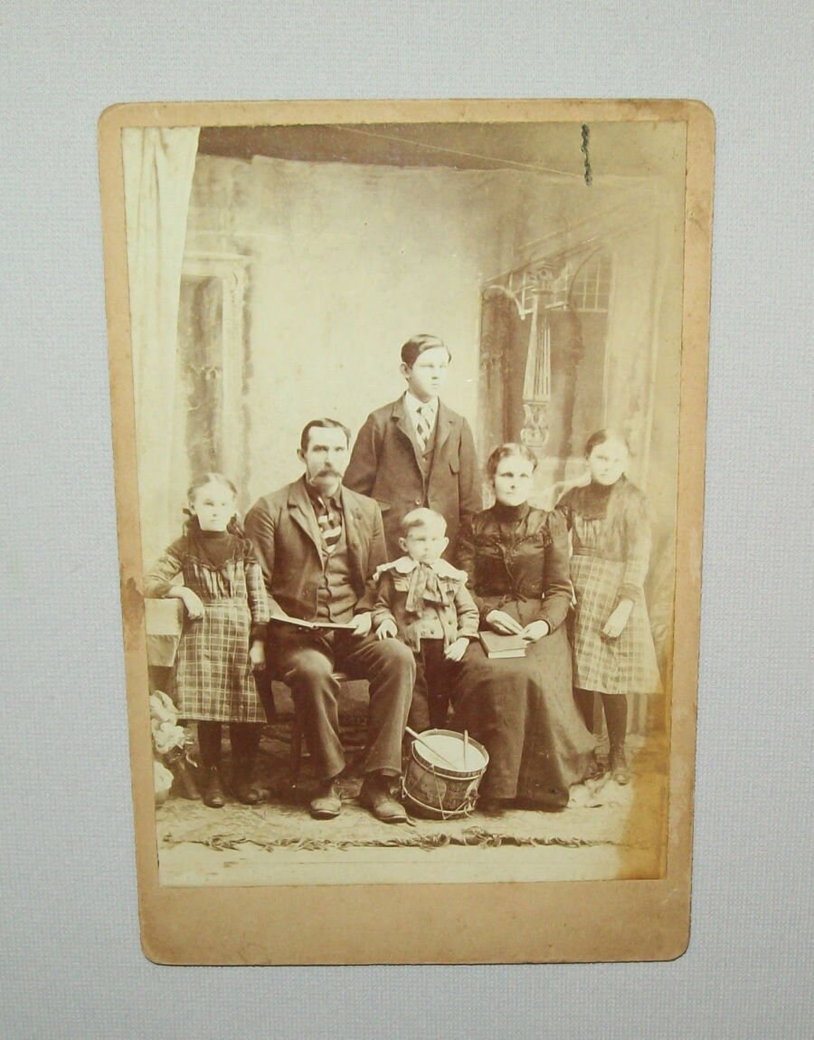 Antique 1870s Family Group Boy With Drum Cabinet Card Photograph Photo ...