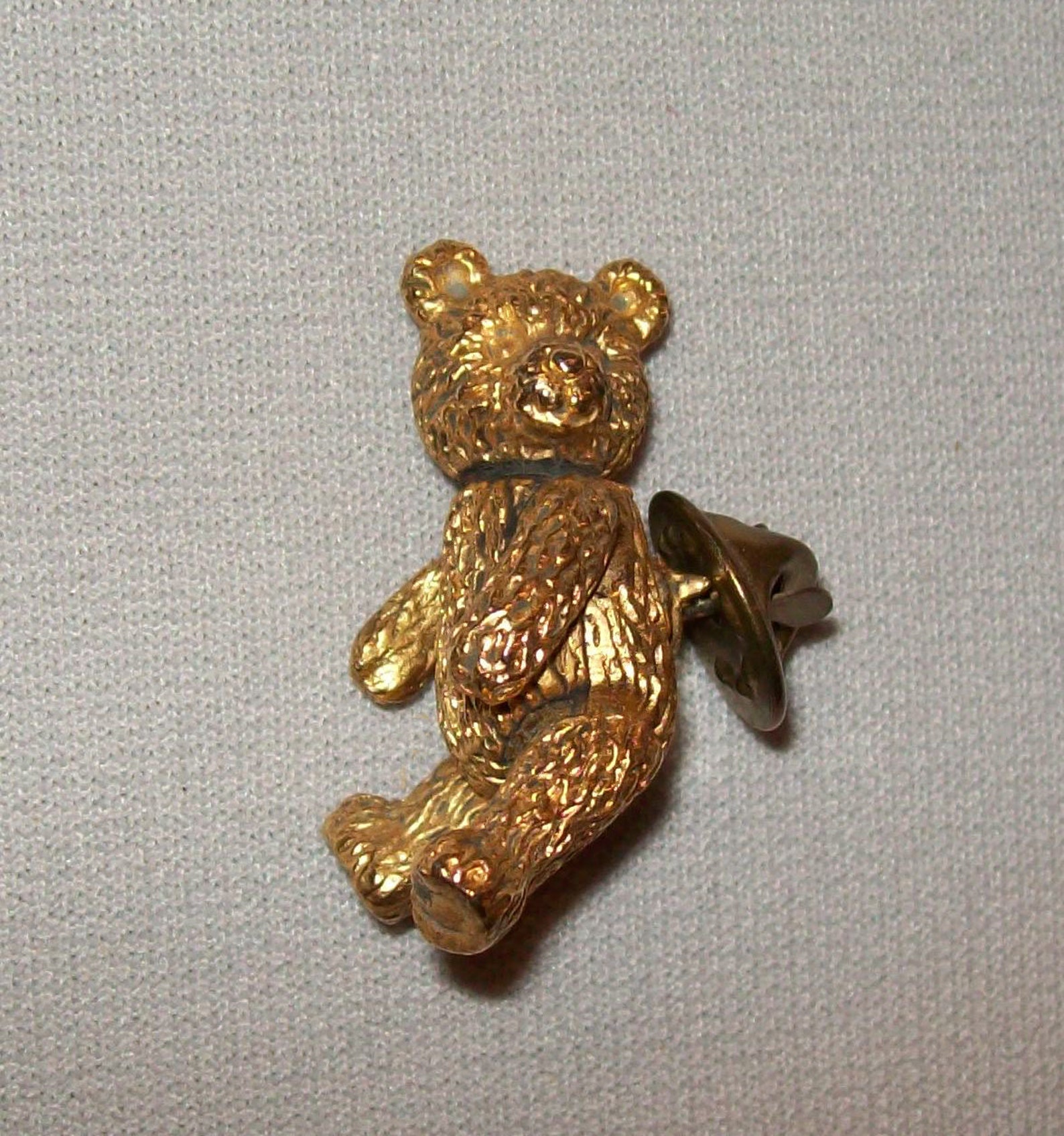 Old Vtg Ca 1980s Fully Jointed Brass Teddy Bear Pin Brass Really ...