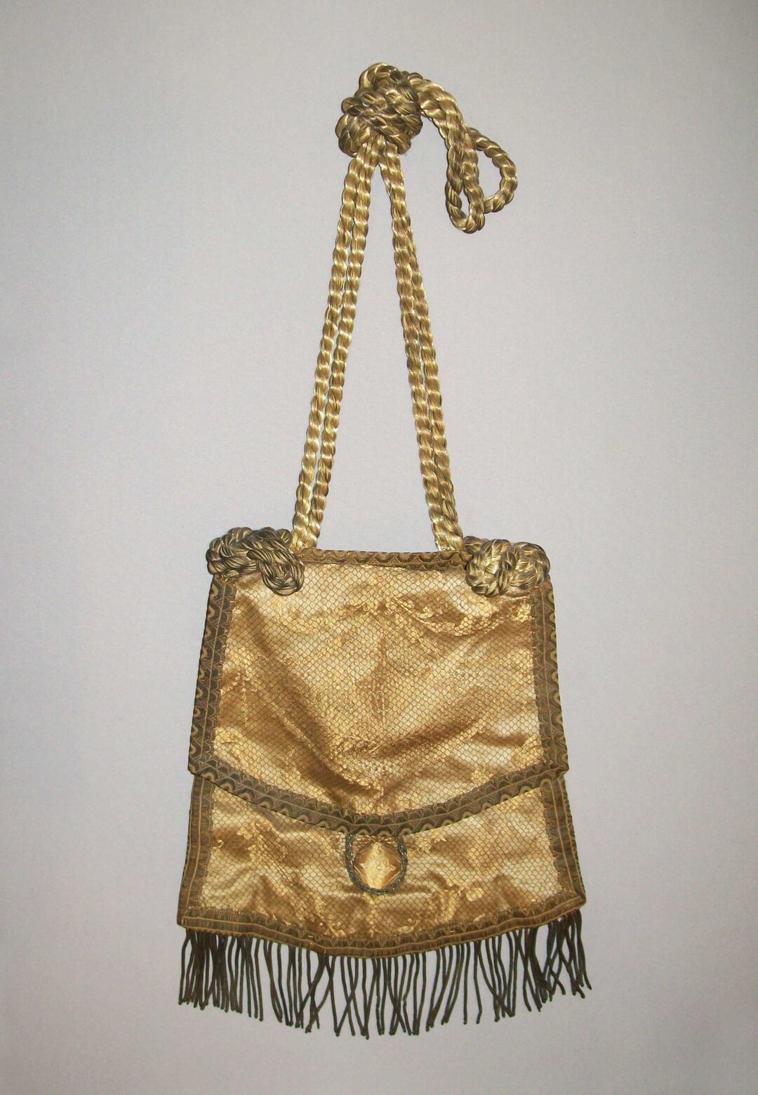 Antique Vtg 19th C 1820s Silk Federal Purse Handbag Brass Wise Mesh ...