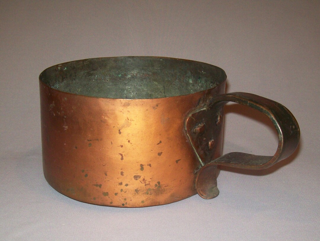 Antique Vtg 19th C 1800s Hand Wrought Copper Hearth Pot Heart Finial ...