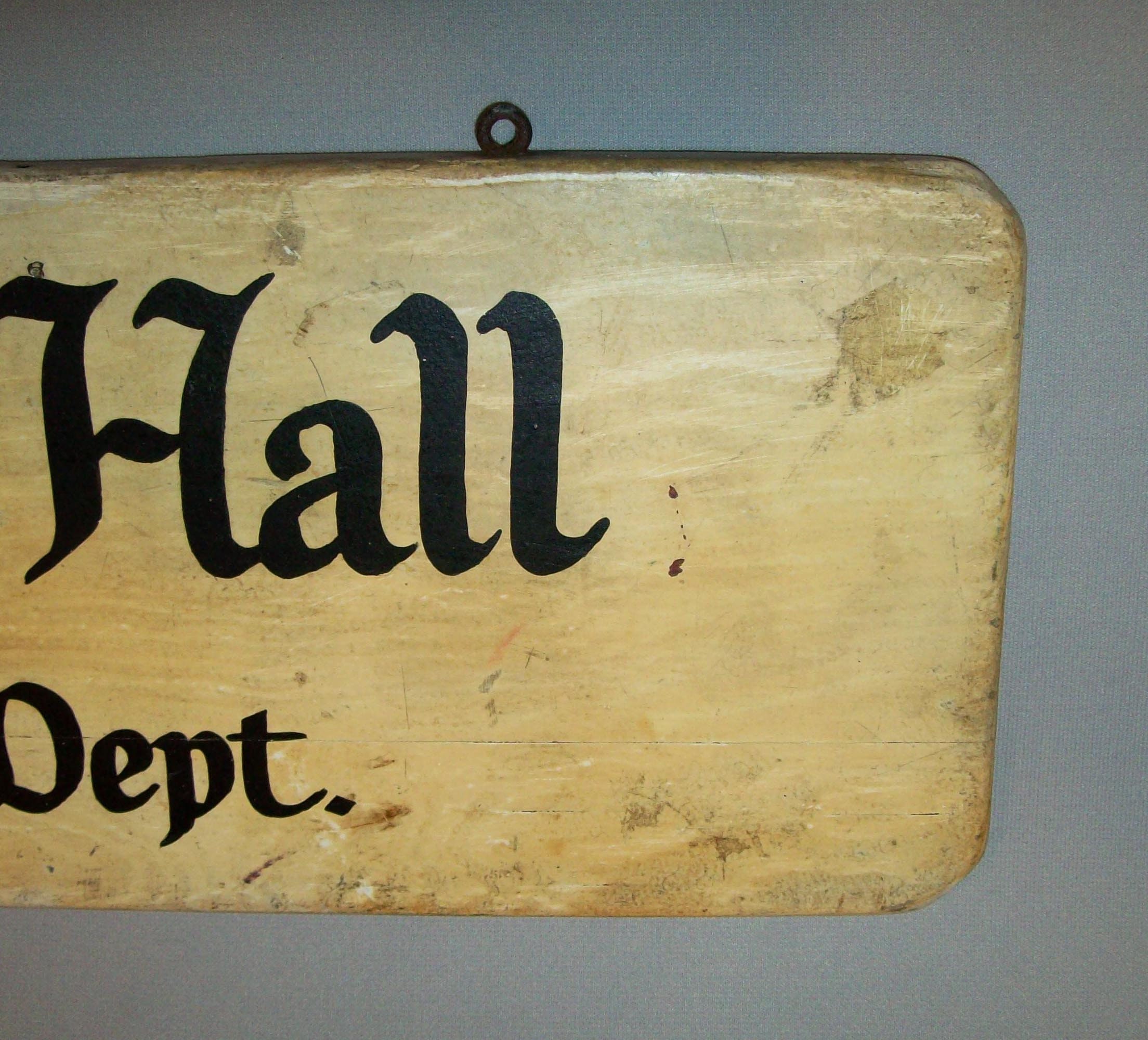 Original Old Vtg 1930s Folk Art Hand Painted Wooden Sign Seekers Hall ...