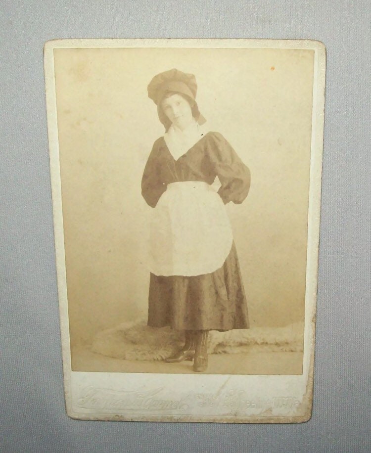Antique Ca 1880s Young Maid Wearing Uniform Old Vtg Occupational ...