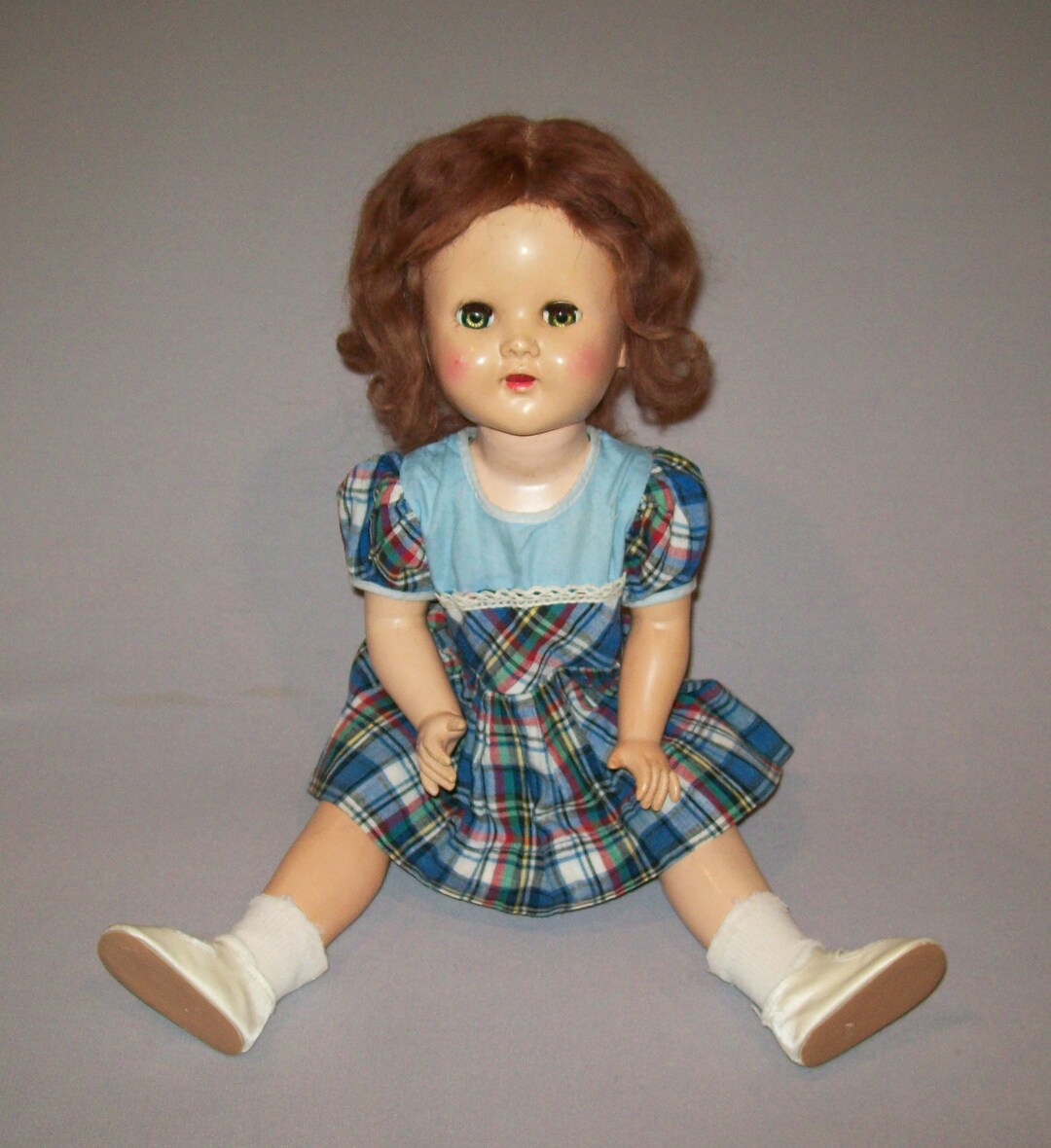 Old Antique Vtg C 1950s Horsman Hard Plastic Girl Doll 17" Tall Sleep ...