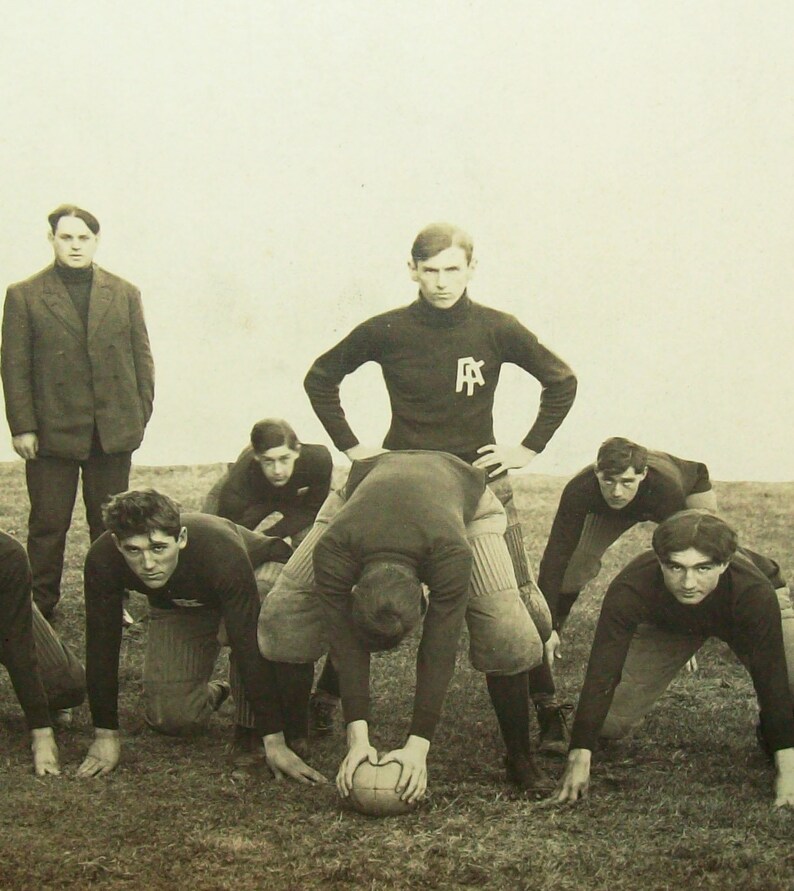 Antique Vtg C 1910s Football Team Mounted Photo 11X14 Kansas City AF FA ...