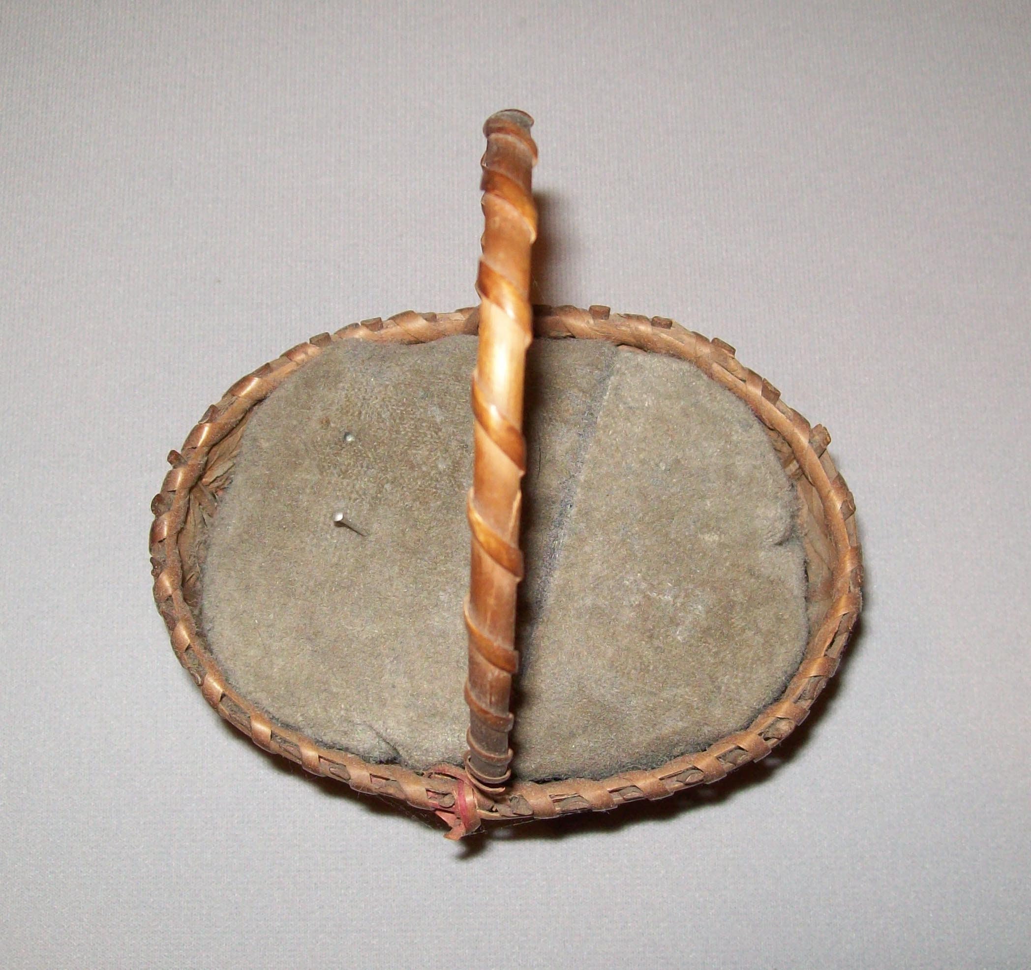 Old Antique Vtg 19th C 1800s Miniature Woven Basket Pin Cushion Very ...
