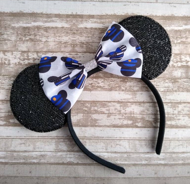 Disney Thin Blue Line Minnie Mouse Ears, Thin Blue Line Mickey Ears ...