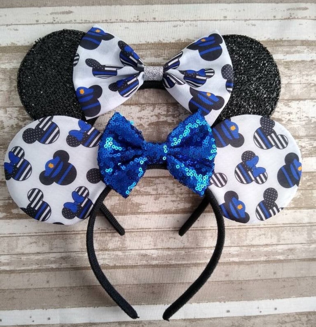 Disney Thin Blue Line Minnie Mouse Ears, Thin Blue Line Mickey Ears ...