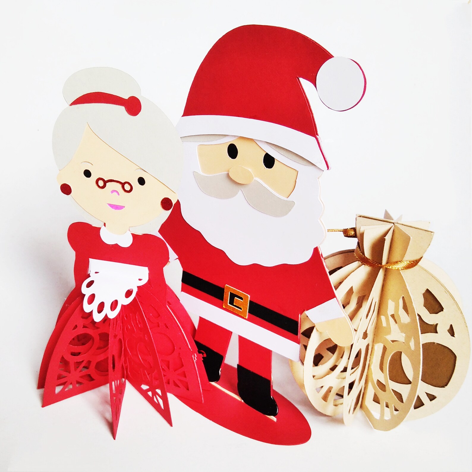3D SANTA CLAUS and Mrs Claus. SVG Templates. Christmas - Etsy