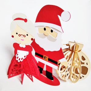 3D SANTA CLAUS and Mrs Claus. SVG Templates. Christmas Decoration. Dxf ...