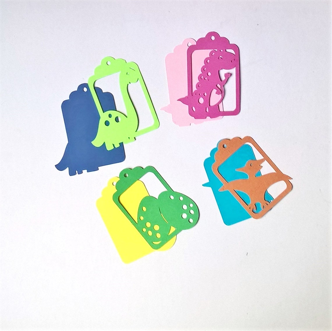 DINO TAGS Set. 4 SVG Templates. Bookmarks for Kids. Greeting | Etsy