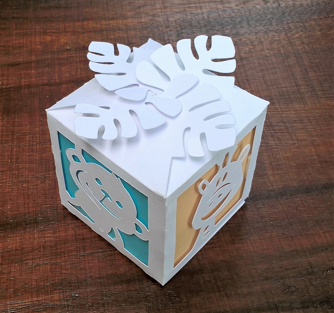 SAFARI BOX. SVG Templates. Baby Shower. Favor Box. Die Cut Lion ...