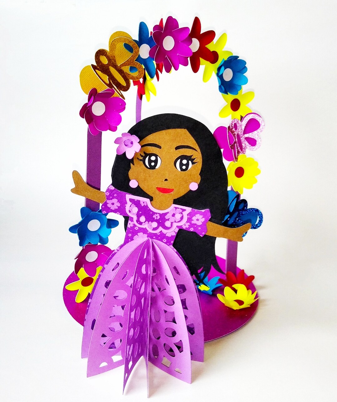 SVG Templates. 3D COLOMBIAN DOLL. Includes Arch, Butterflies and ...