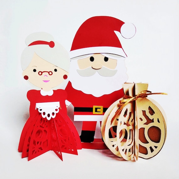 3D SANTA CLAUS and Mrs Claus. SVG Templates. Christmas | Etsy