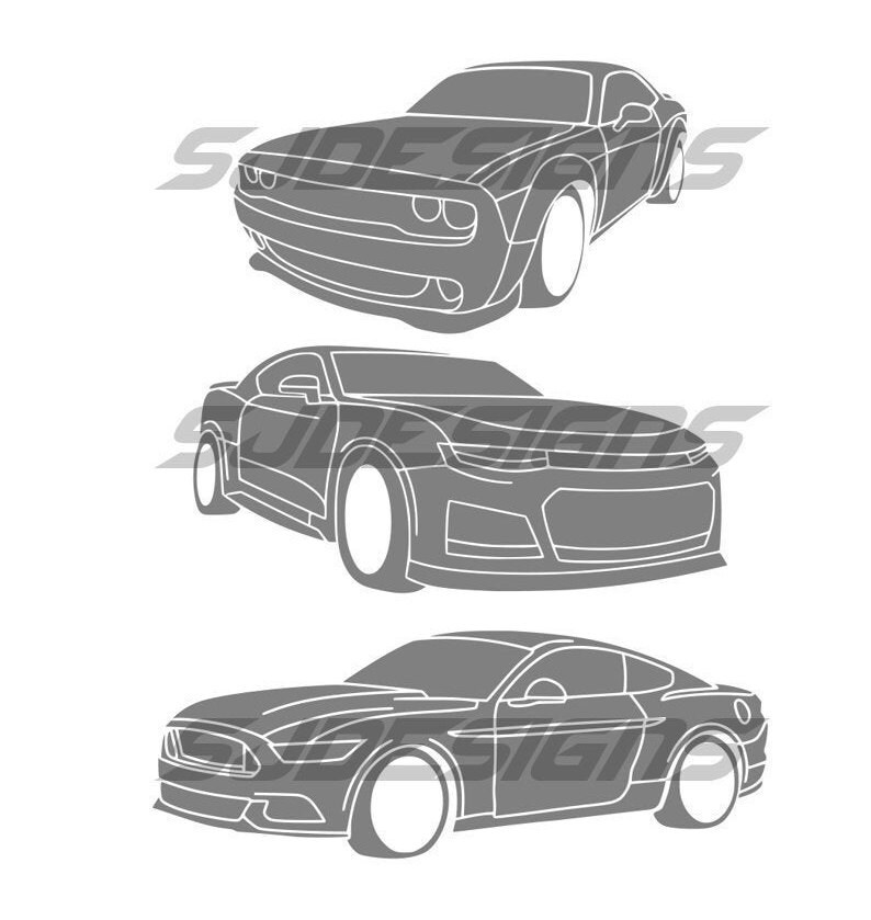 MUSCLE CARS SET. 3 Cutting or Printing Templates Digital - Etsy