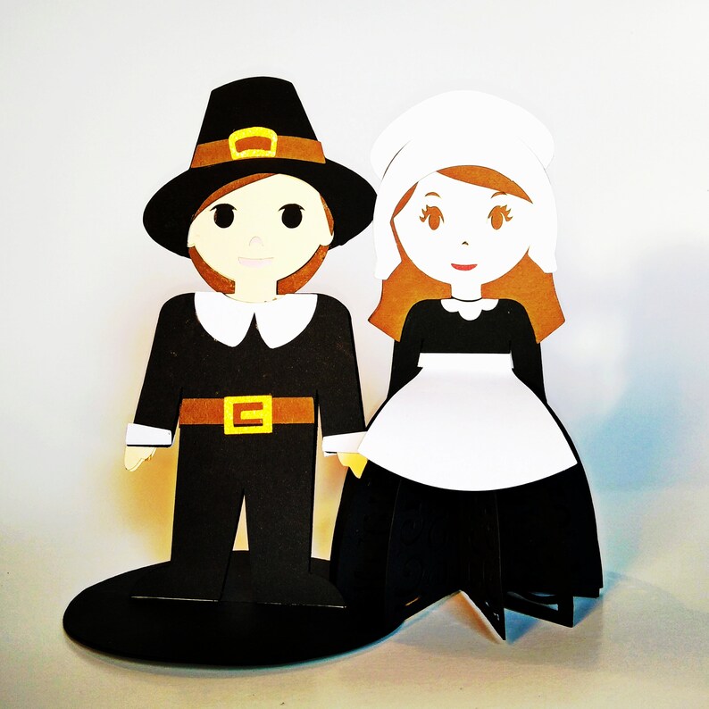 3D THANKSGIVING CHARACTERS. SVG Templates. Pilgrim and Native - Etsy
