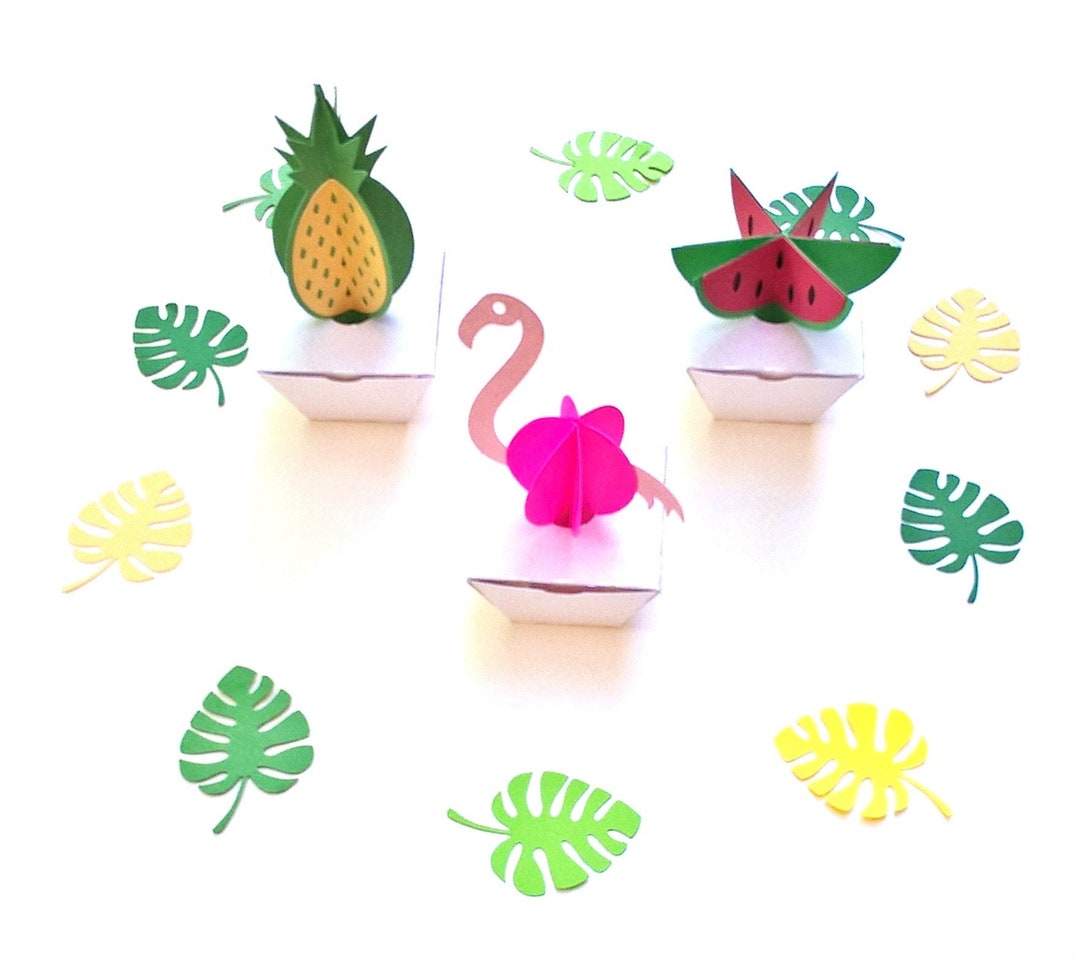 TROPICAL BOXES Set. SVG Templates. Flamingo Watermelon - Etsy