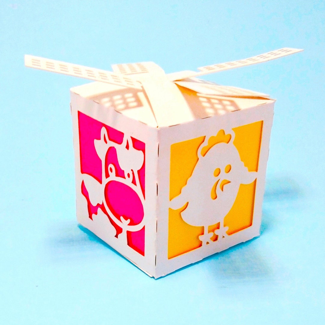 FARM ANIMALS Box. SVG Templates. Favor Box. Cow, Horse, Pig and Chicken ...