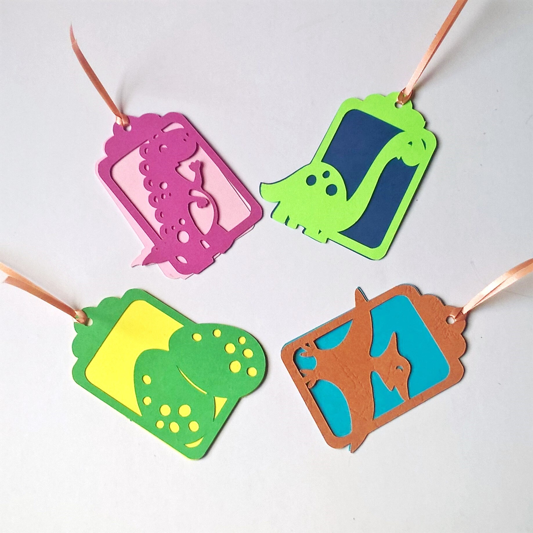 DINO TAGS Set. 4 SVG Templates. Bookmarks for Kids. Greeting | Etsy