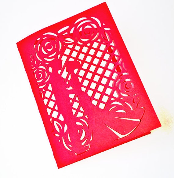 WEDDING CARD. SVG Template. Wedding Couple and Roses. Dxf Ai | Etsy