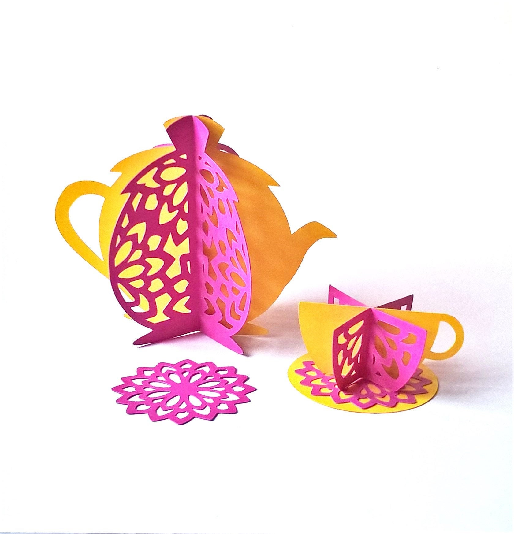 3D TEA SET. SVG Templates. Home Decor. Centerpieces. Tea - Etsy