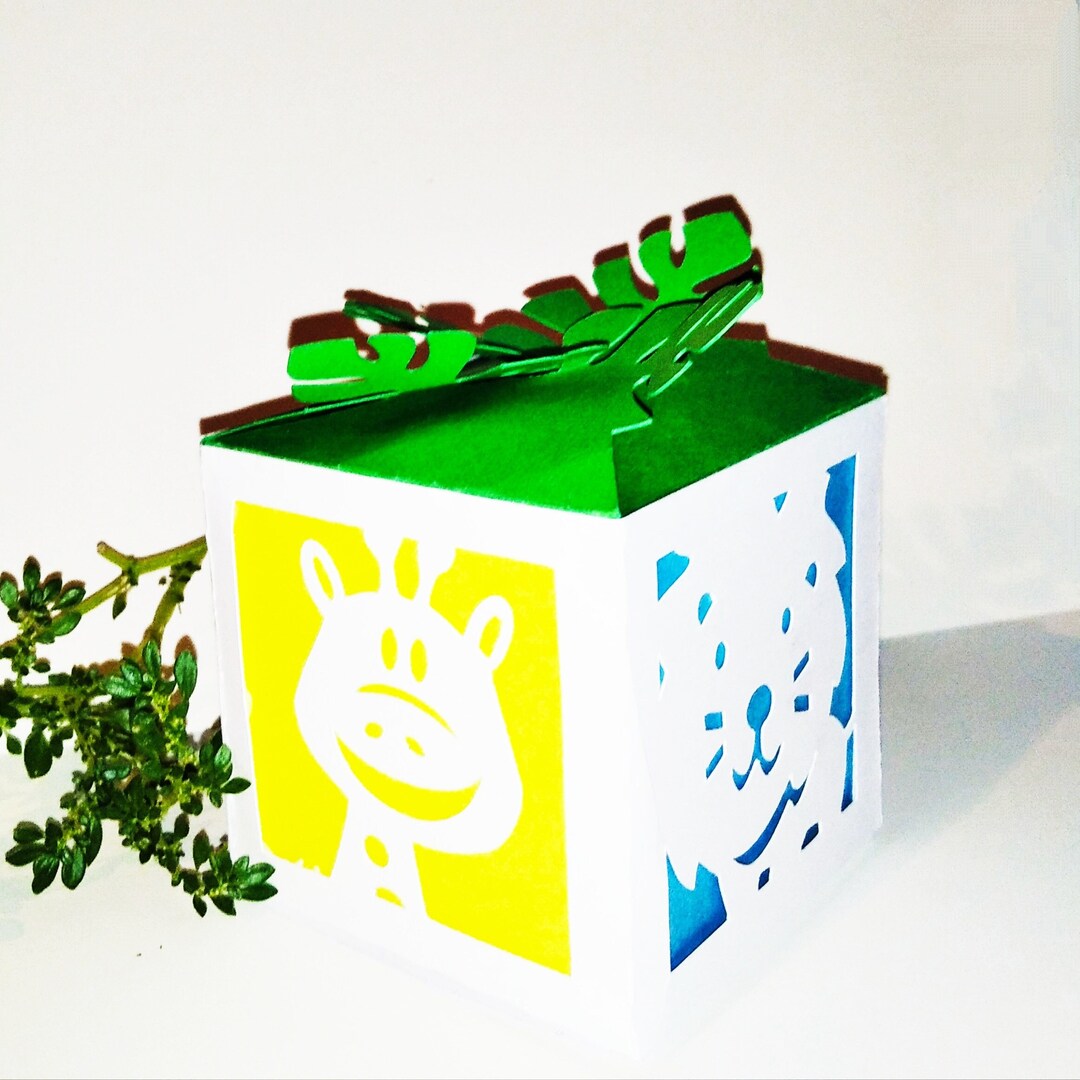 SAFARI BOX. SVG Templates. Baby Shower. Favor Box. Die Cut Lion ...