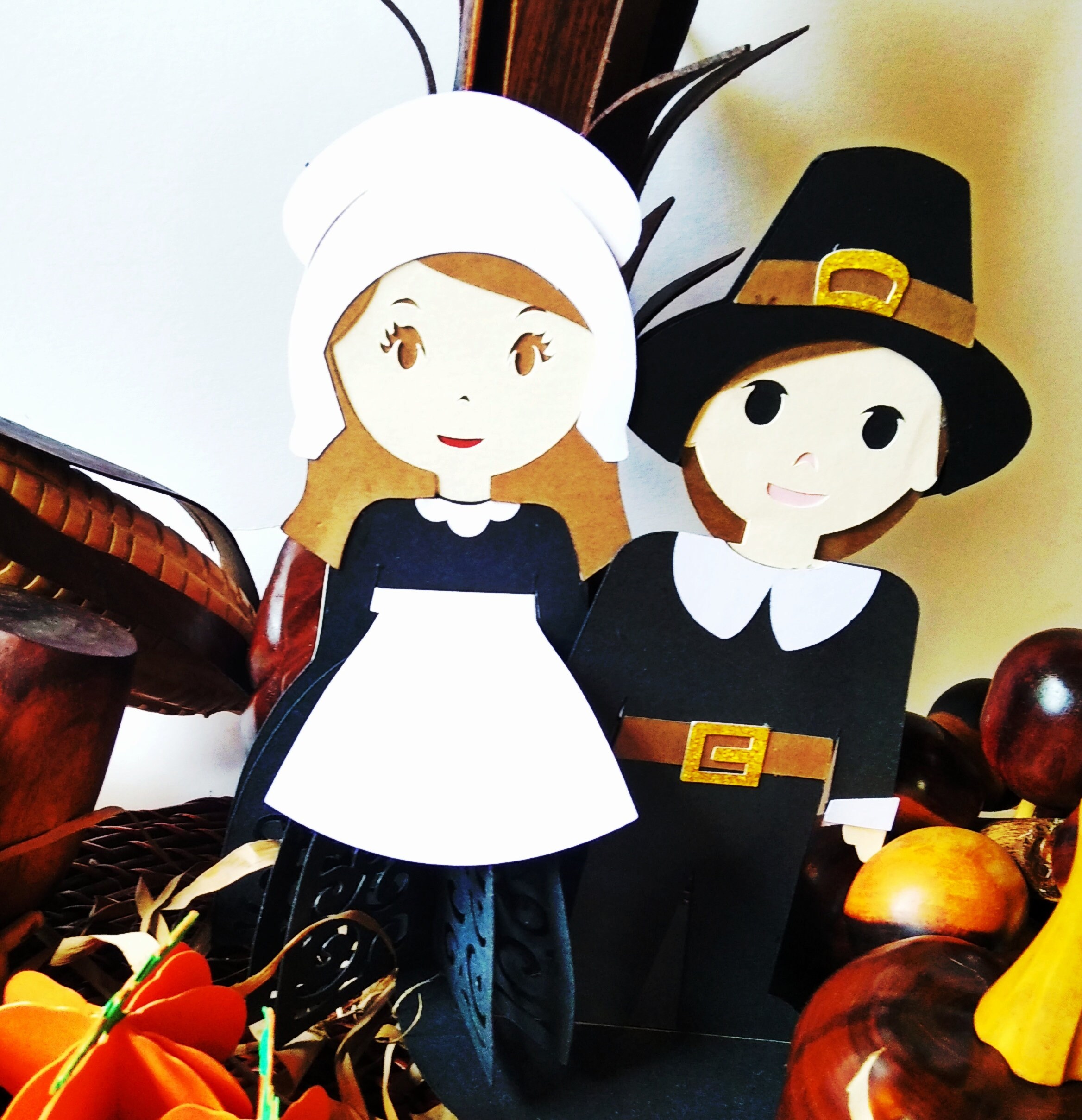 3D THANKSGIVING CHARACTERS. SVG Templates. Pilgrim and Native - Etsy