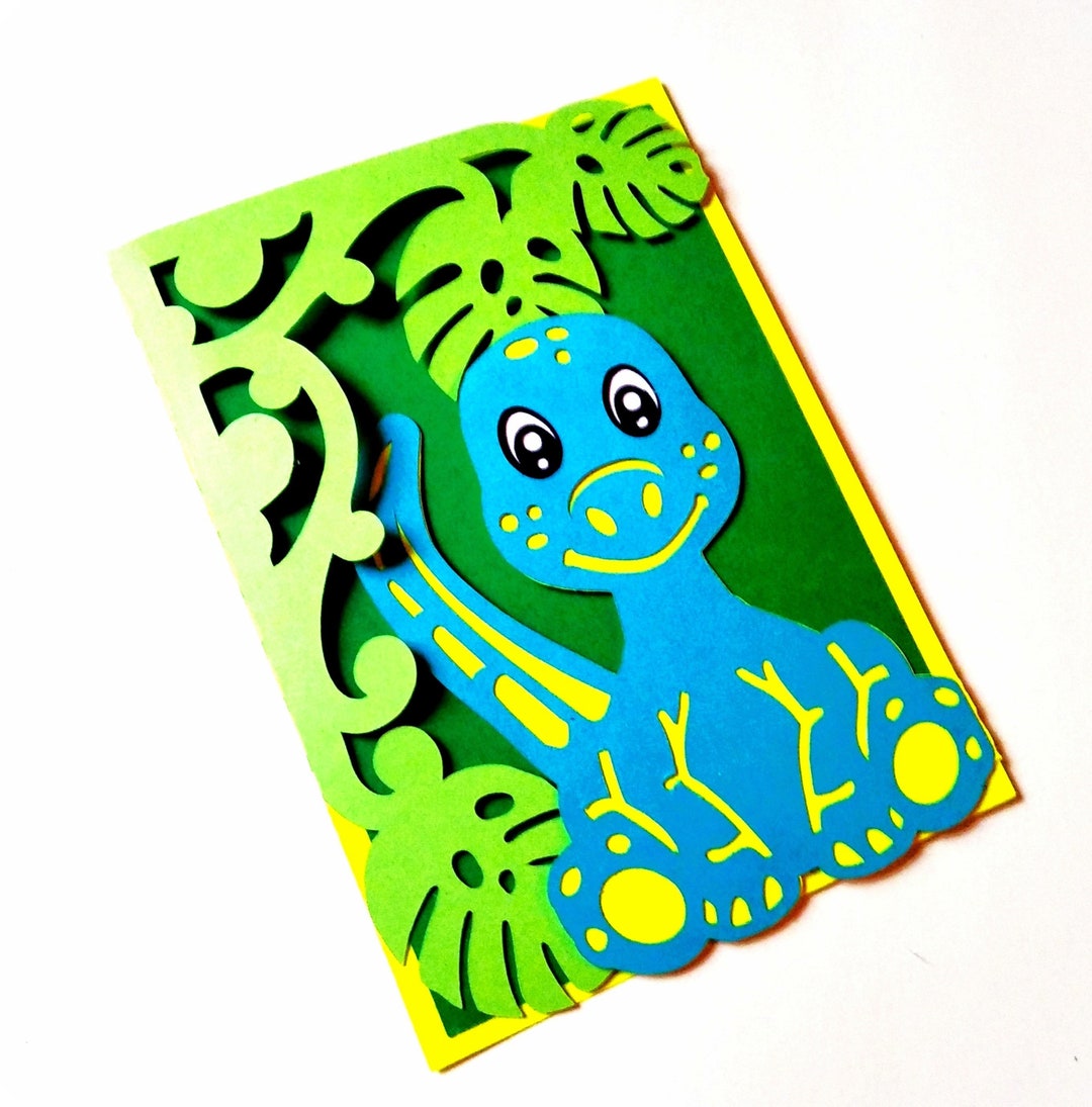 DINOSAUR BABY CARD. Svg Templates. Folding Card. Children's Parties ...