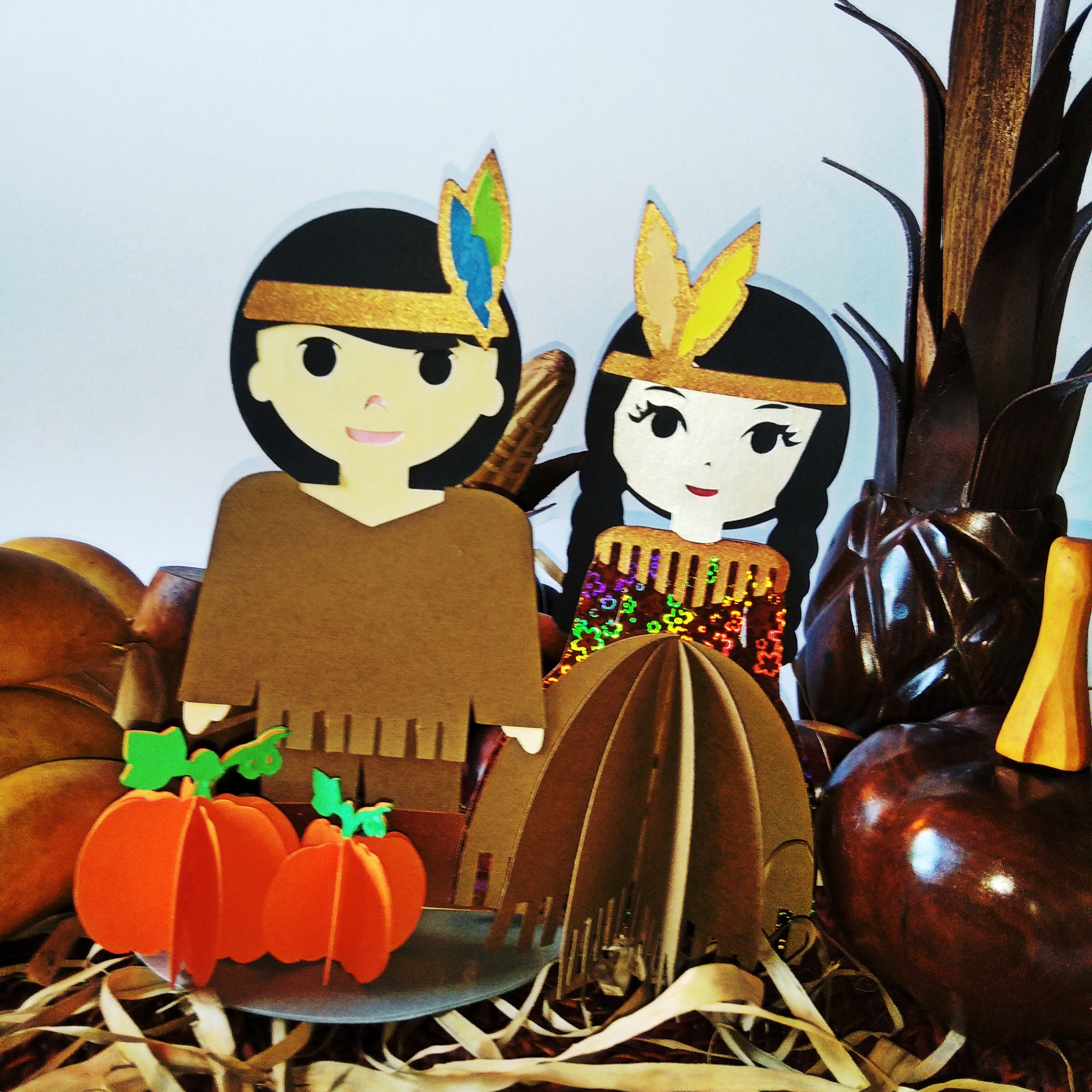 3D THANKSGIVING CHARACTERS. SVG Templates. Pilgrim and Native - Etsy