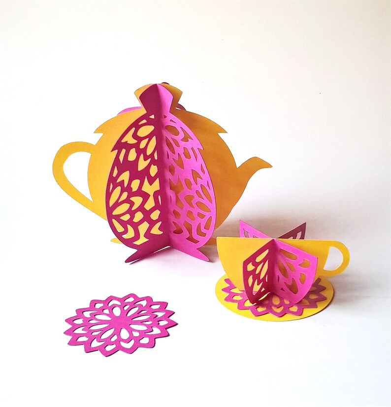 3D TEA SET. SVG Templates. Home Decor. Centerpieces. Tea | Etsy
