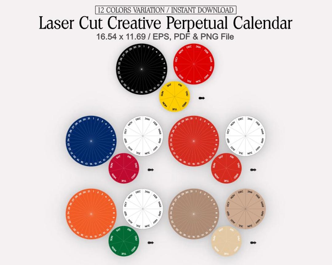 Multilayer Laser Cut Perpetual Calendar Creative Home Office Decor ...