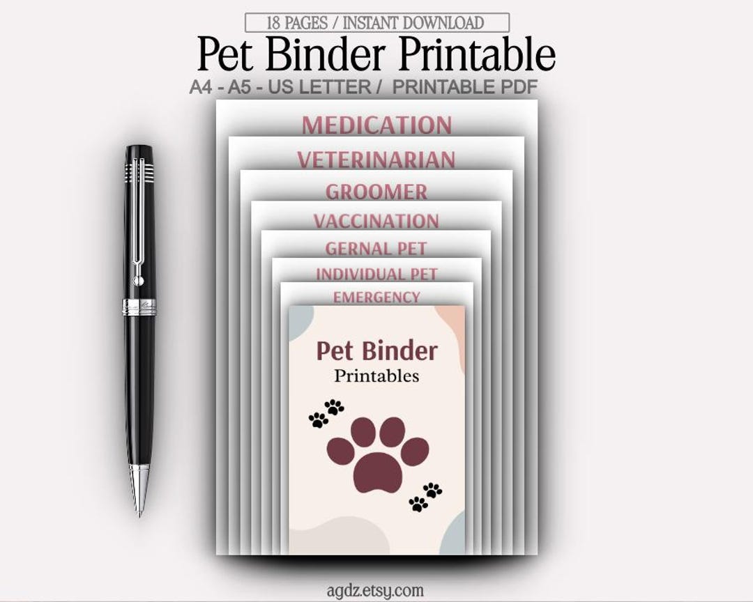 Printable Pdf Pet Binder Printable Comprehensive Health Records ...