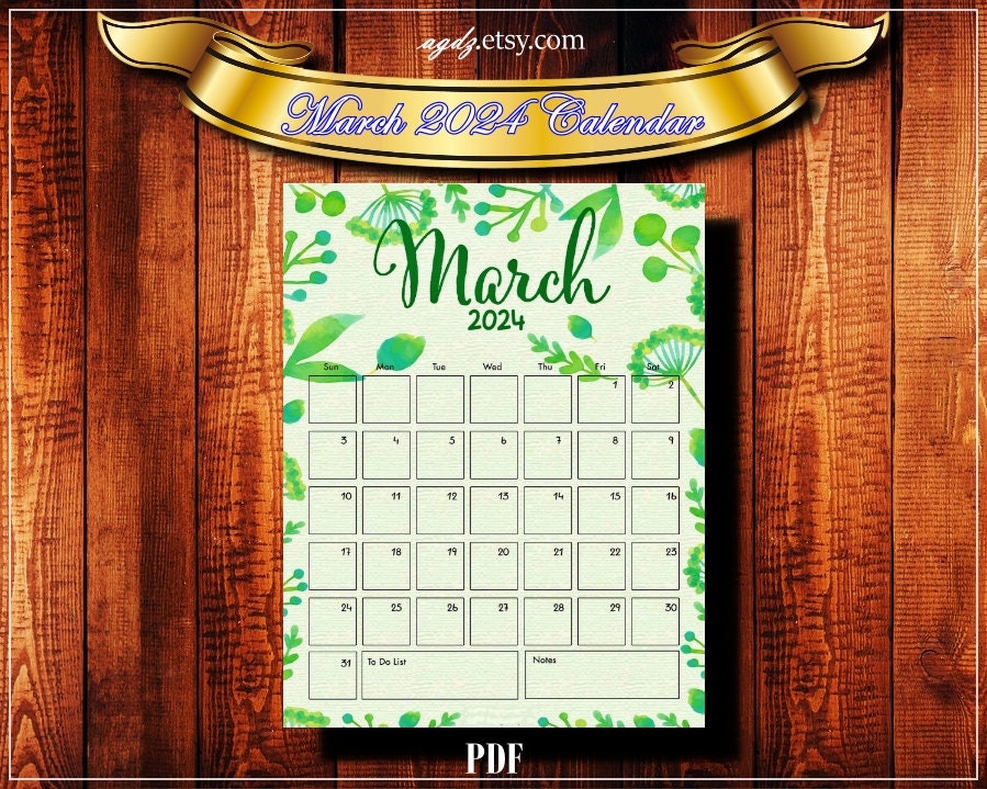 77 Pages March 2024 Calendar Printable Cute Cat & Floral Design ...
