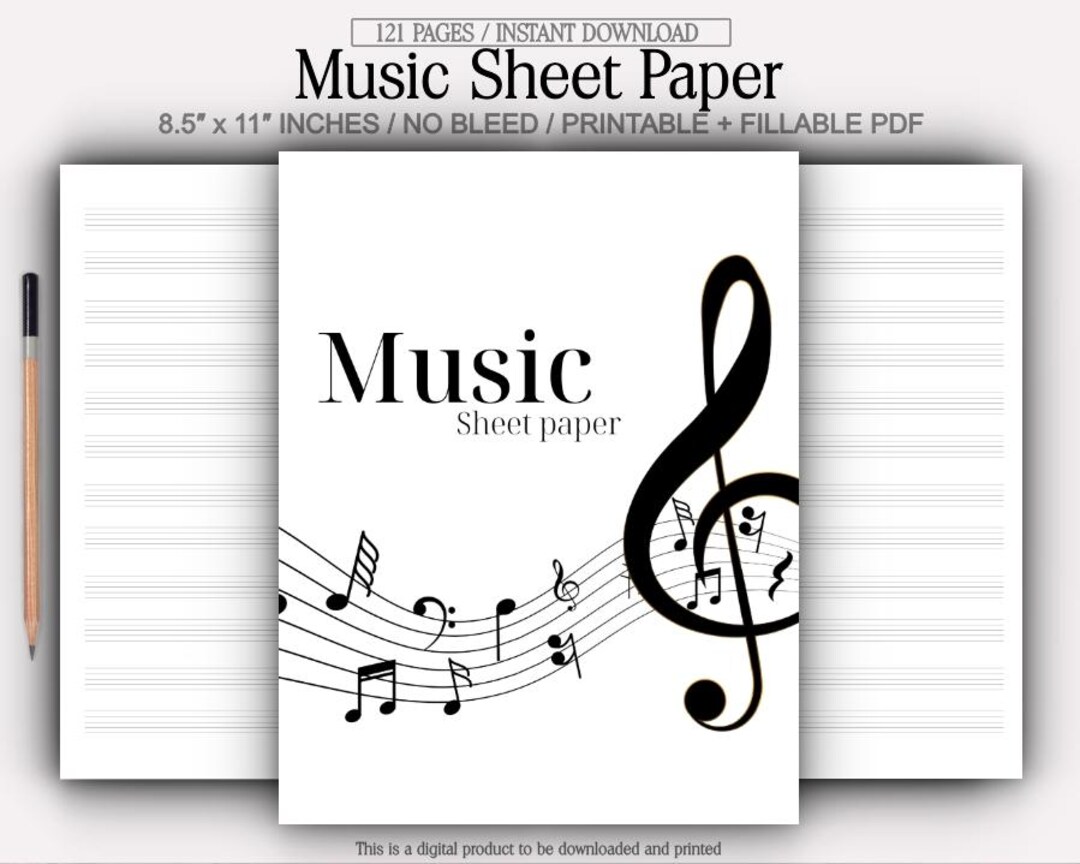 MUSIC Sheet Paper High-resolution PDF, 121 Pages for Composing ...